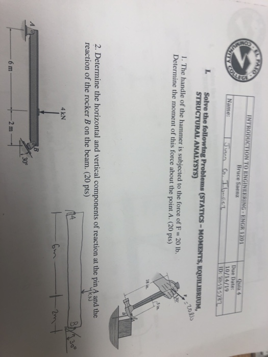 Solved COLLEC FAIO INTRODUCTIION TO ENGINEERING ENGR 1201 | Chegg.com