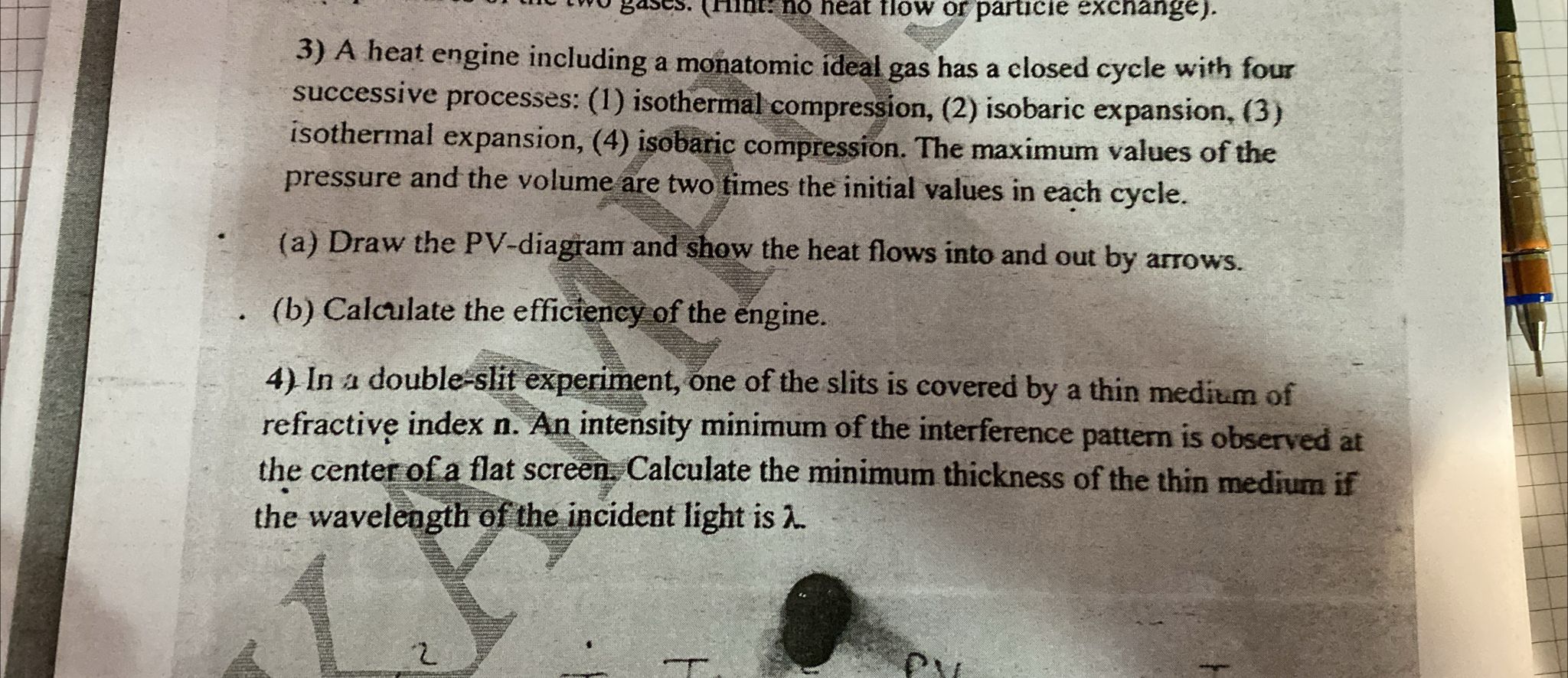 Solved A heat engine including a monatomic ideal gas has a | Chegg.com