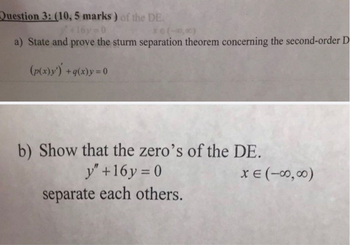 Solved Question 3: (10,5 marks ) of the DE. a) State and | Chegg.com
