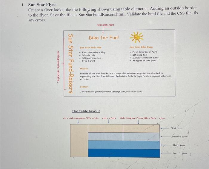 Solved 1. Sun Star Flyer Create a flyer looks like the | Chegg.com