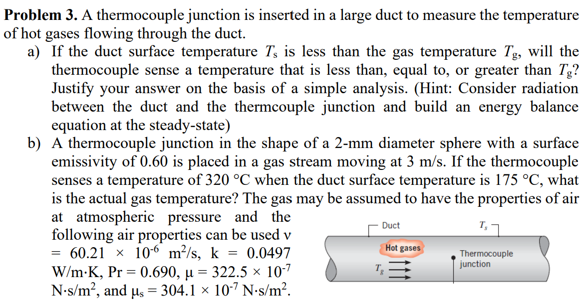 Solved Problem 3. ﻿A thermocouple junction is inserted in a | Chegg.com