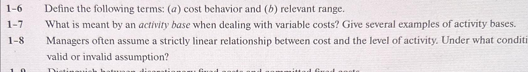 Solved 1-7 ﻿What is meant by an activity base when dealing | Chegg.com