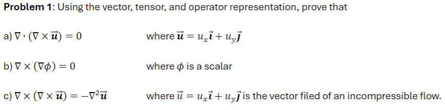 Solved Problem 1: Using the vector, tensor, and operator | Chegg.com