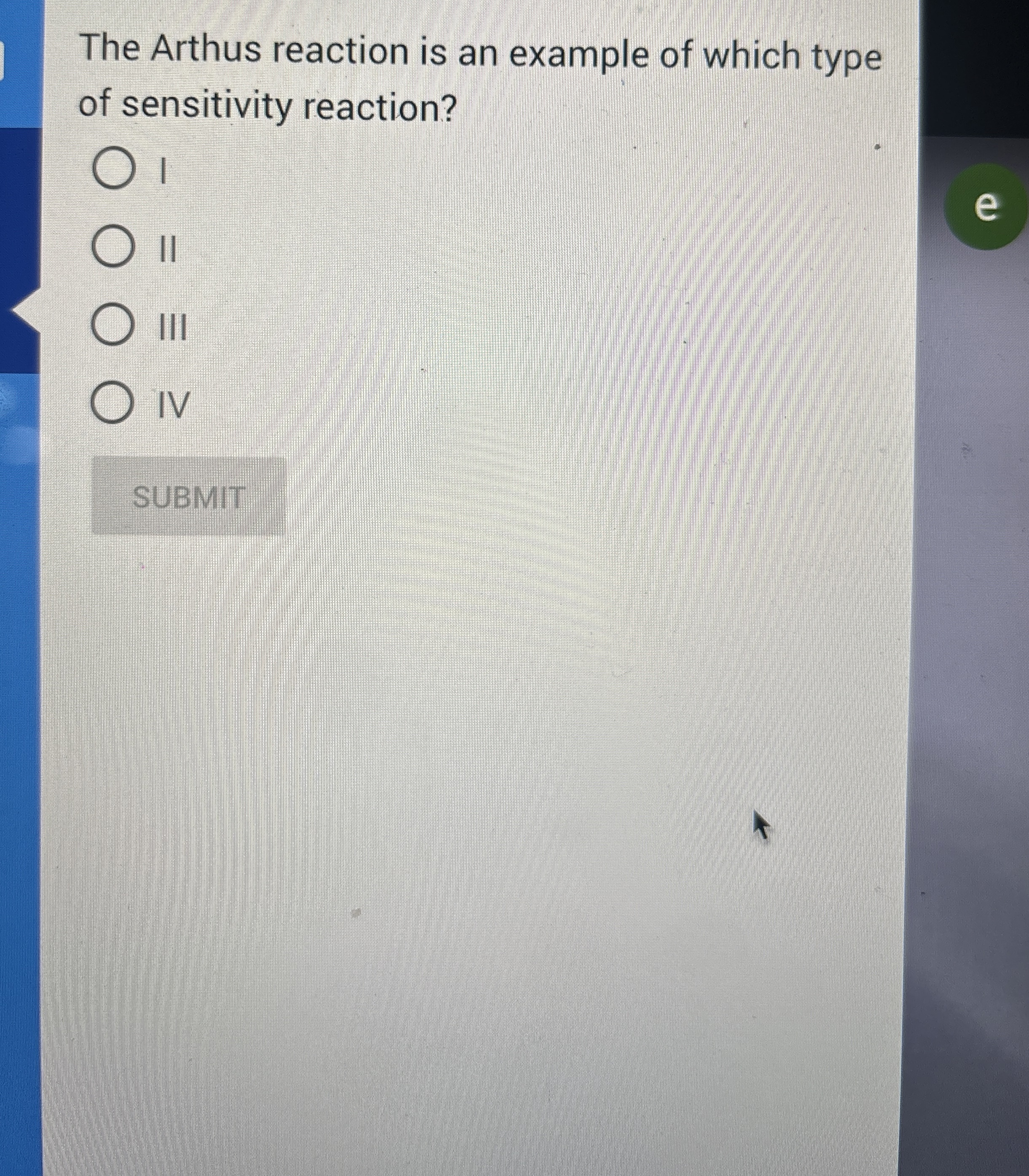 Solved The Arthus reaction is an example of which type of | Chegg.com