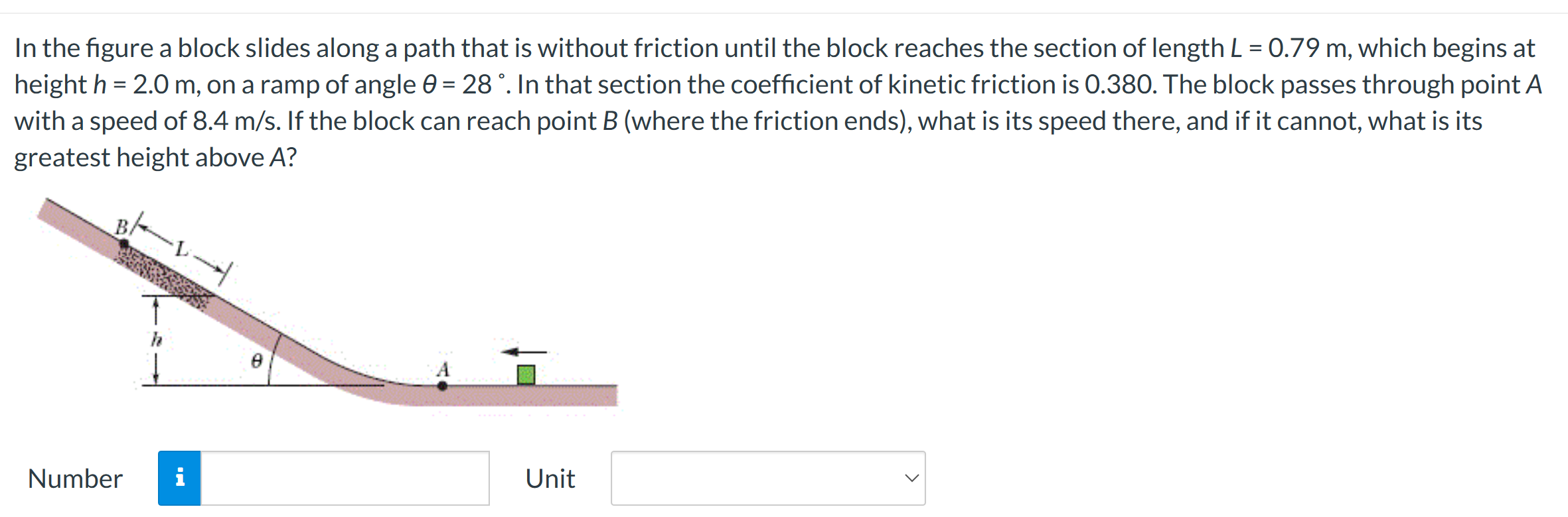 Solved In the figure a block slides along a path that is | Chegg.com