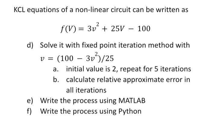 Solved KCL equations of a non-linear circuit can be written | Chegg.com