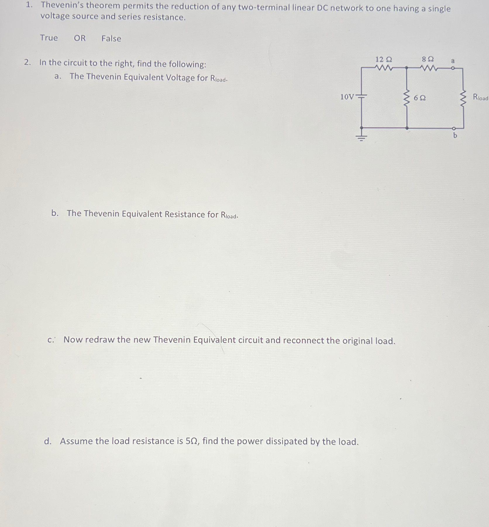 Solved Thevenin's theorem permits the reduction of any | Chegg.com