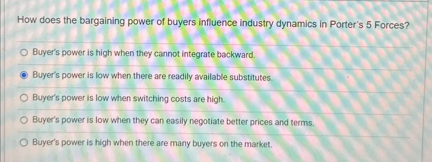 Solved How does the bargaining power of buyers influence | Chegg.com