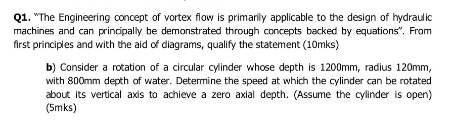 Solved Q1. ﻿"The Engineering concept of vortex flow is | Chegg.com