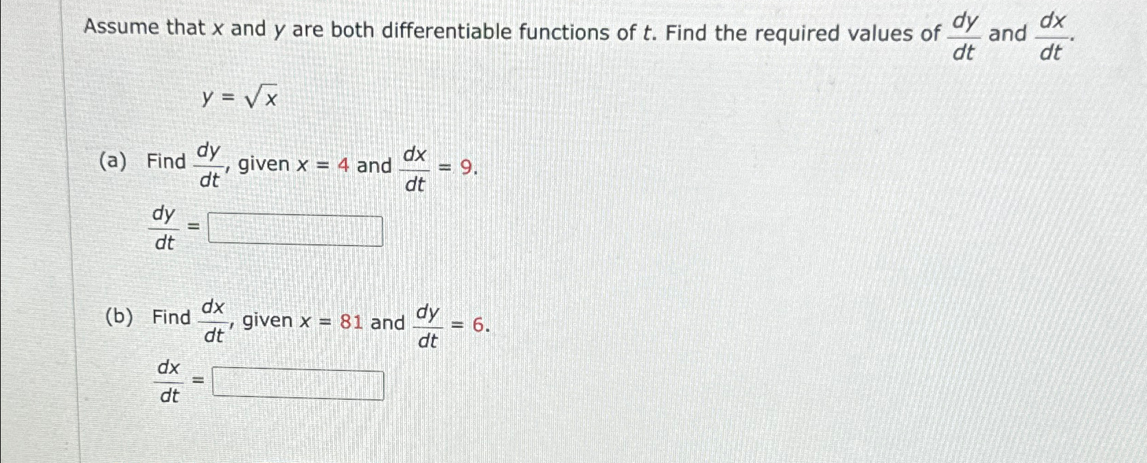 Solved Assume that x ﻿and y ﻿are both differentiable | Chegg.com