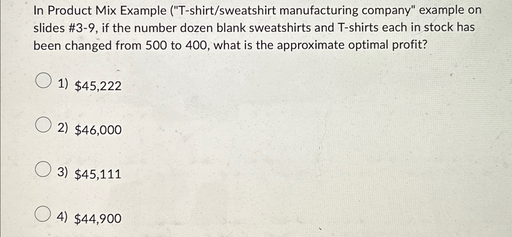 Solved In Product Mix Example ("T-shirt/sweatshirt | Chegg.com