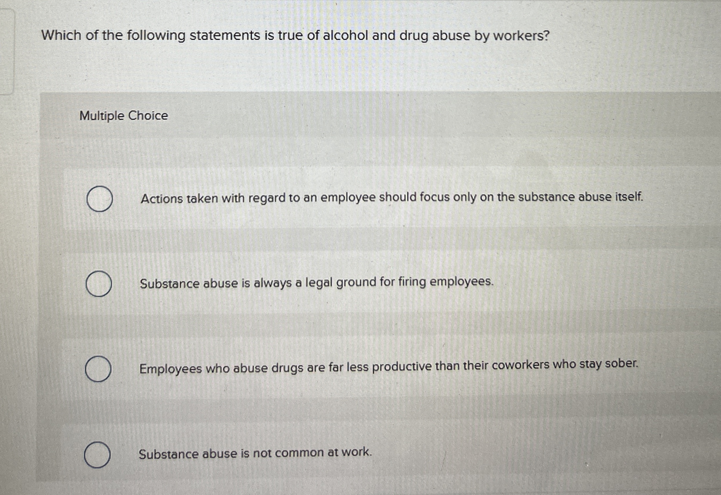 Solved Which of the following statements is true of alcohol | Chegg.com