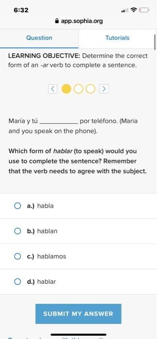 6:32 app.sophia.org Question Tutorials 8- La cultura: | Chegg.com
