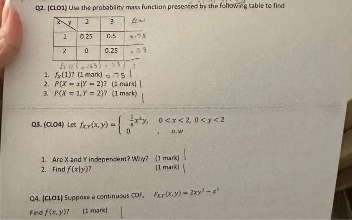 Solved Q2. (CLO1) Use the probability mass function | Chegg.com