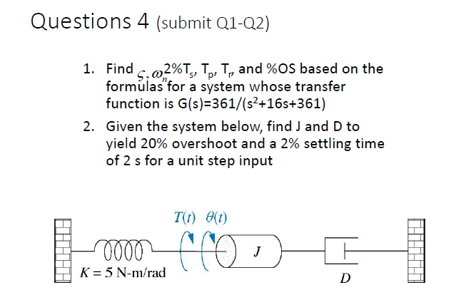 Solved Questions 4 (submit Q1-Q2)Find ?ς,ωn2%Ts,Tp,Tr, ﻿and | Chegg.com
