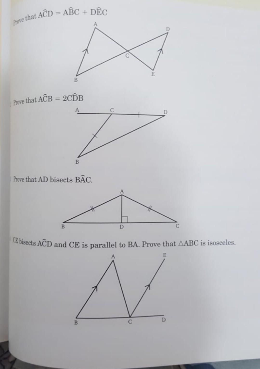 Solved proe that ACD=ABC+DEC Prove that ACB=2CDB Prove that | Chegg.com
