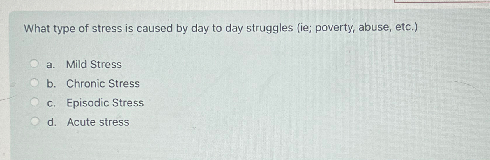 Solved What type of stress is caused by day to day struggles | Chegg.com