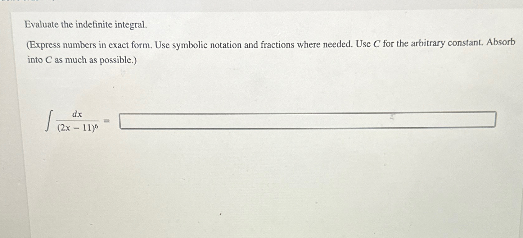 Solved Evaluate the indefinite integral.(Express numbers in | Chegg.com