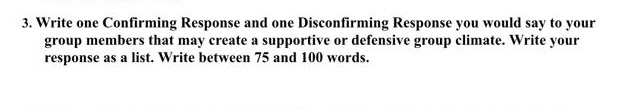 3. Write one Confirming Response and one | Chegg.com