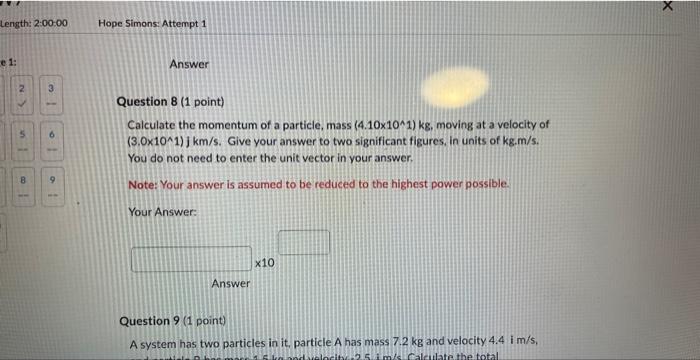 Solved Calculate the momentum of a particle, mass | Chegg.com