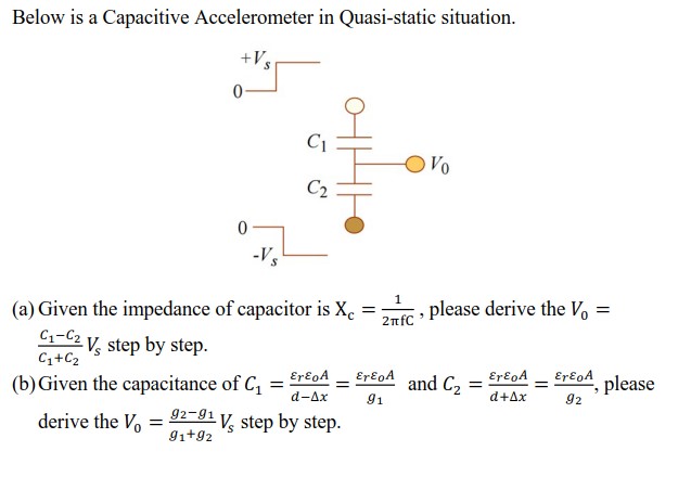 Solved Below is a Capacitive Accelerometer in Quasi-static | Chegg.com
