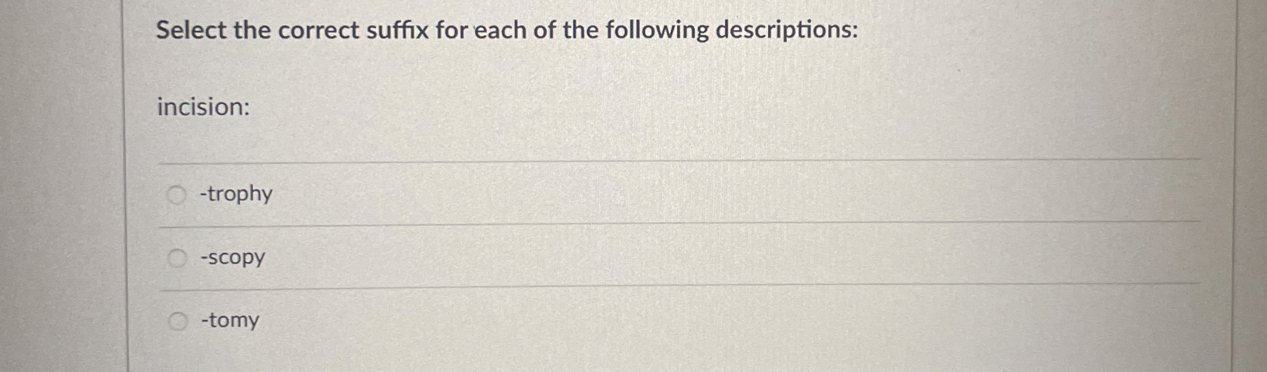 Solved Select the correct suffix for each of the following | Chegg.com