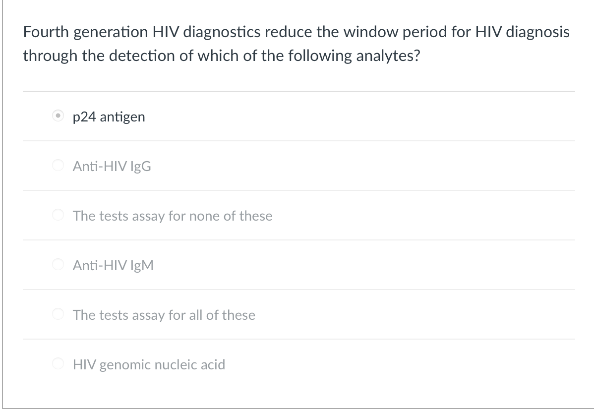 Solved Fourth generation HIV diagnostics reduce the window | Chegg.com