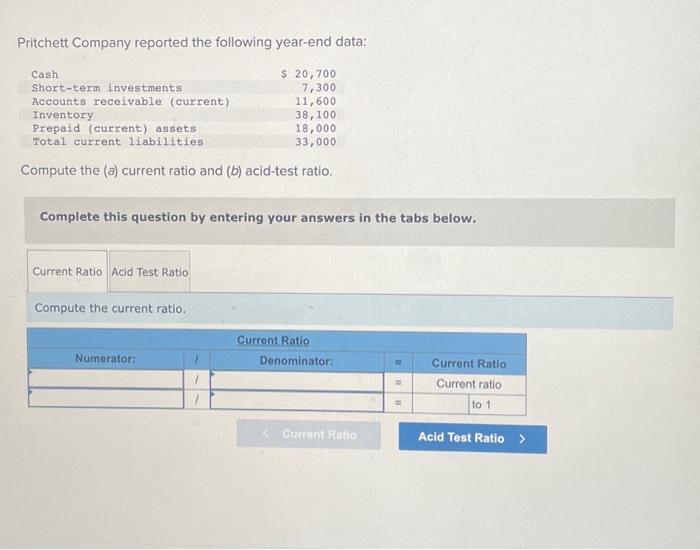Solved Pritchett Company reported the following year-end | Chegg.com