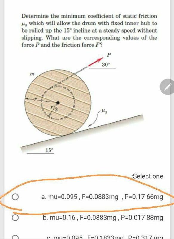 Solved Determine The Minimum Coefficient Of Static Friction