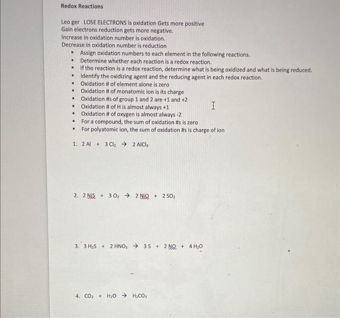 Solved Leo ger LOSE ELECTRONS is oxidation Gets more | Chegg.com