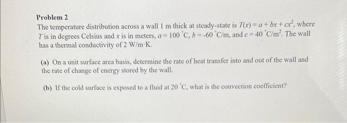 Solved Problem 2 The Temperature Distribution Across A Wall