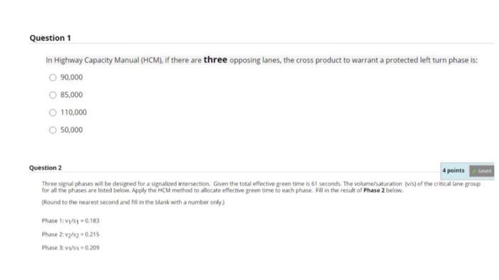 Solved Question 1 In Highway Capacity Manual (HCM). If there | Chegg.com