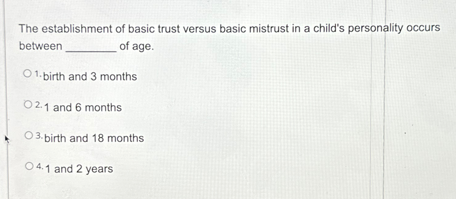 Solved The establishment of basic trust versus basic | Chegg.com