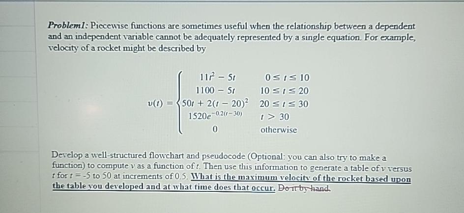 Solved Problem1: Piecewise functions are sometimes useful | Chegg.com
