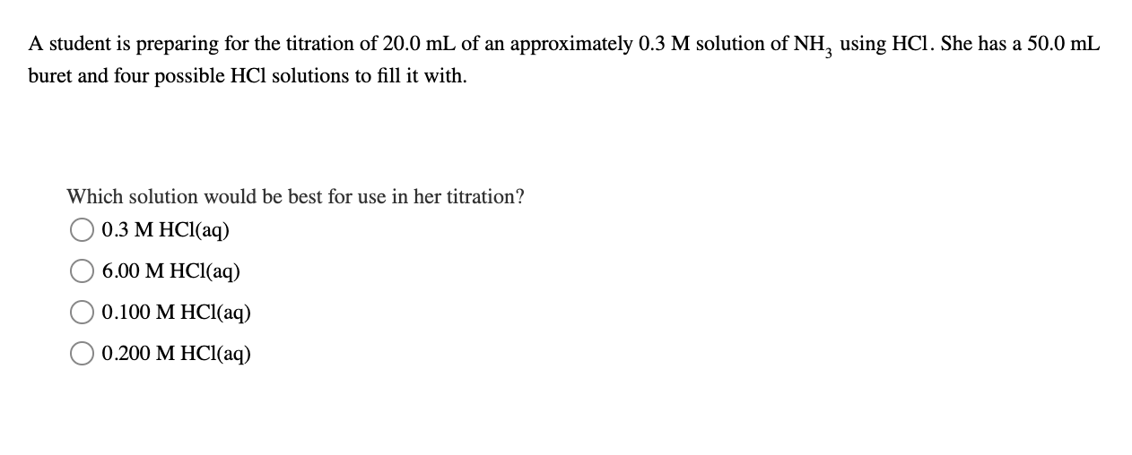 Solved A student is ﻿preparing for the titration | Chegg.com