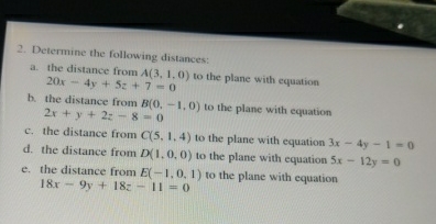 Solved Determine the following distances:a. ﻿the distance | Chegg.com