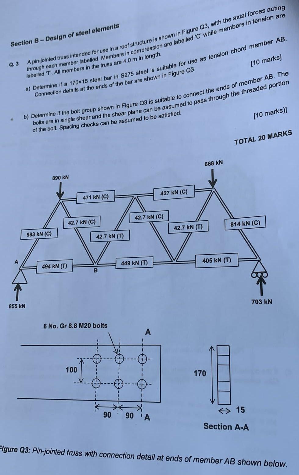 Solved Section B-Design of steel elements Q.3 A pin-jointed | Chegg.com