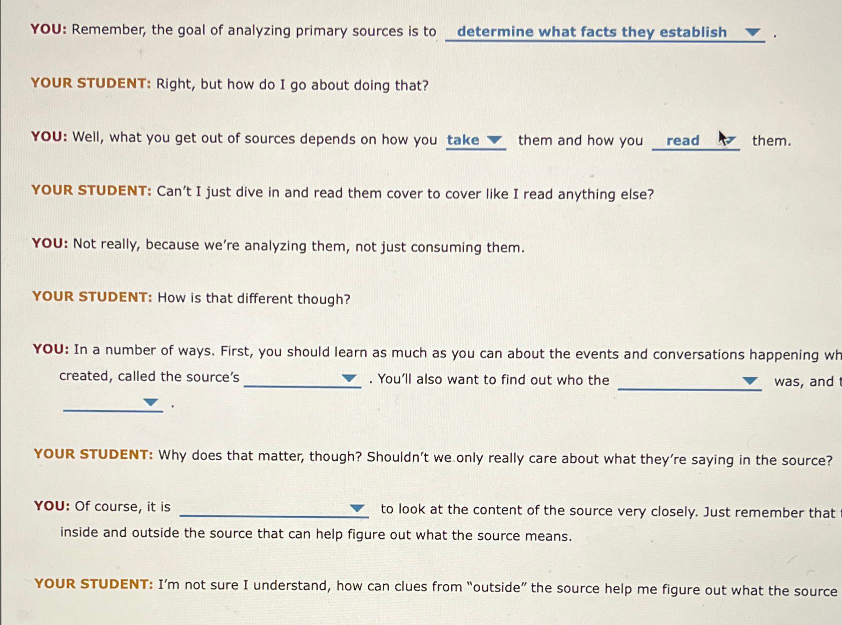 Solved YOU: Remember, the goal of analyzing primary sources | Chegg.com