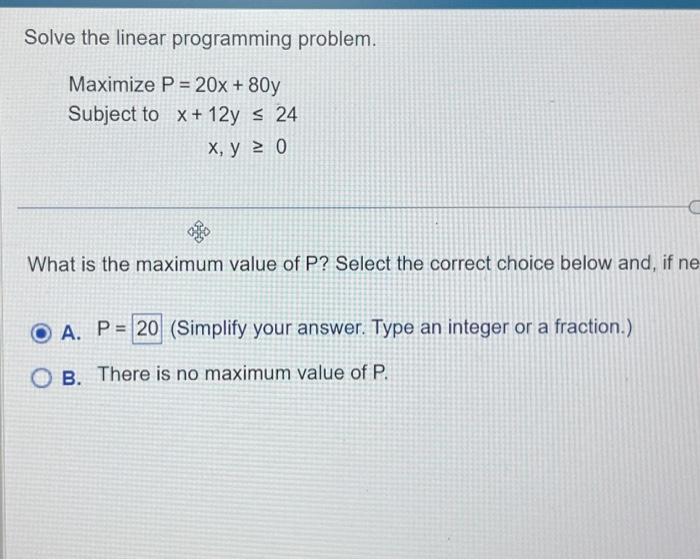 Solved Solve the linear programming problem. Maximize P = | Chegg.com