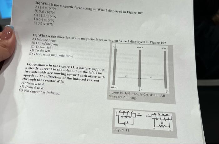 Solved 16) What is the magnetic force acting on Wire 3 | Chegg.com