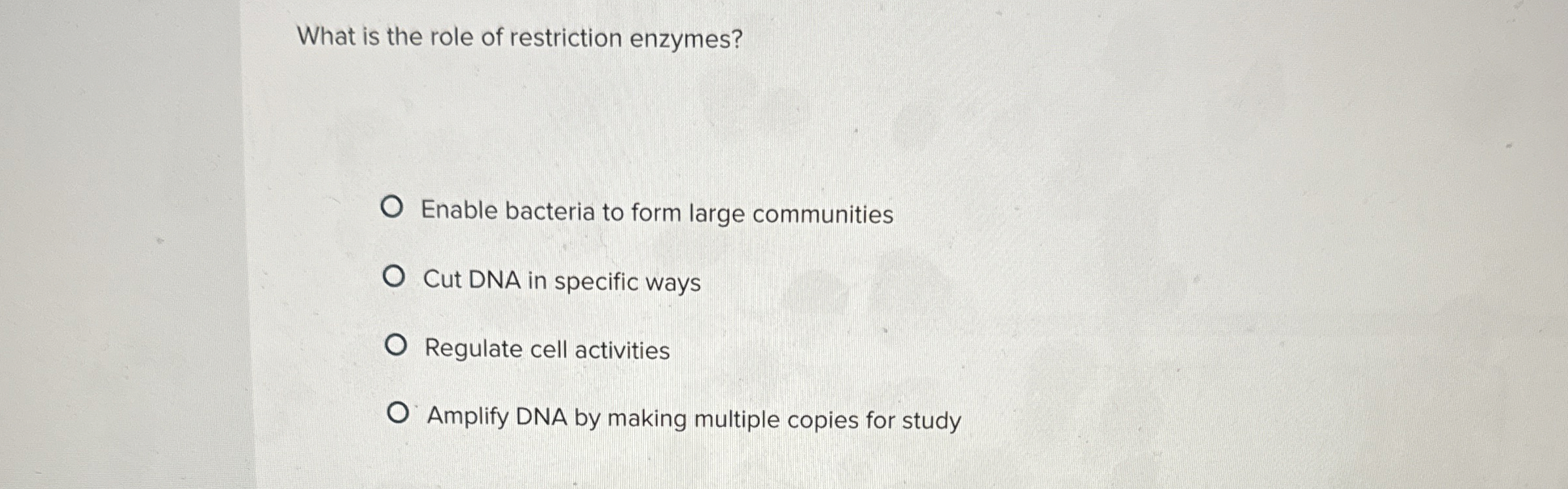 Solved What is the role of restriction enzymes?Enable | Chegg.com