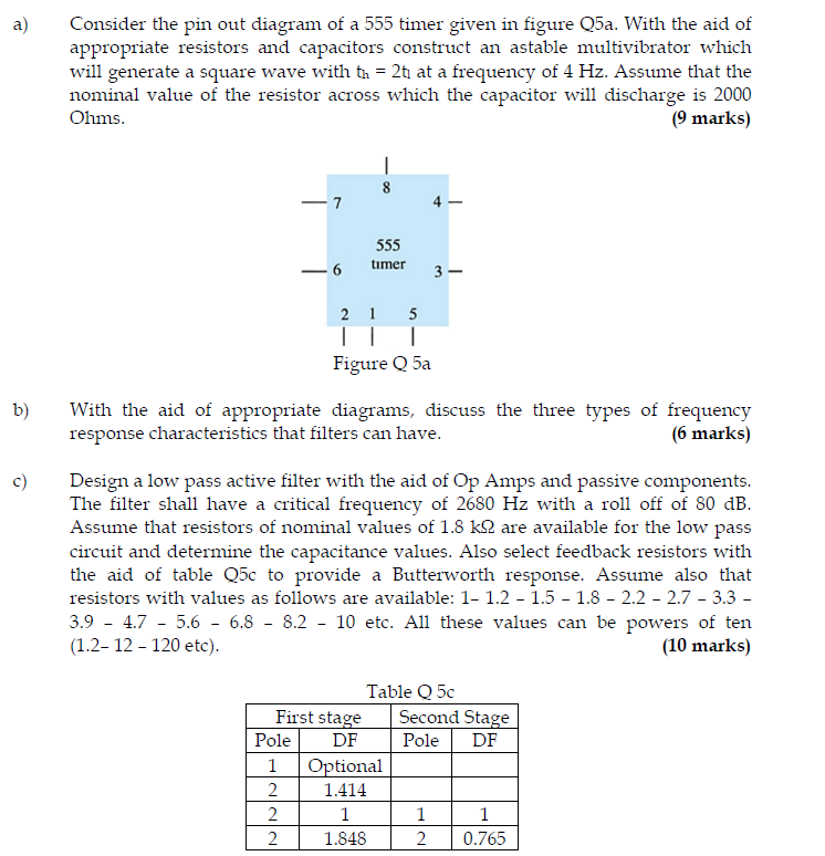 Solved a) ﻿Consider the pin out diagram of a 555 ﻿timer | Chegg.com