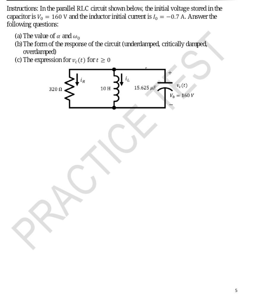 Instructions: In the parallel RLC circuit shown | Chegg.com