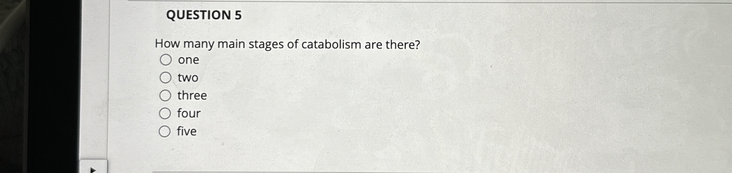 Solved QUESTION 5How many main stages of catabolism are | Chegg.com Solved QUESTION 5How many main stages of catabolism are | Chegg.com