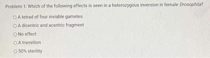Solved Problem 1: Which of the following effects is seen in | Chegg.com