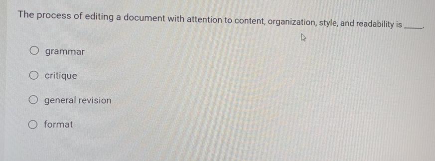 Solved The process of editing a document with attention to | Chegg.com