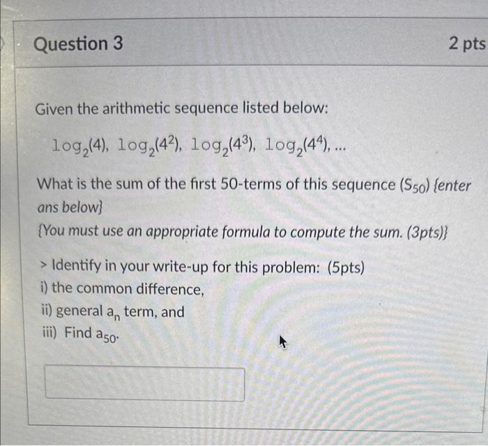 Solved Given the arithmetic sequence listed below: | Chegg.com