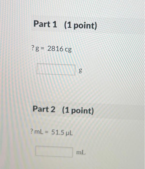 Solved Part 1 (1 point) ? g=2816cg g Part 2 (1 point) ? | Chegg.com