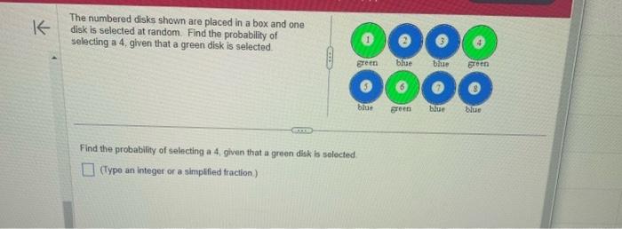 Solved The numbered disks shown are placed in a box and one | Chegg.com
