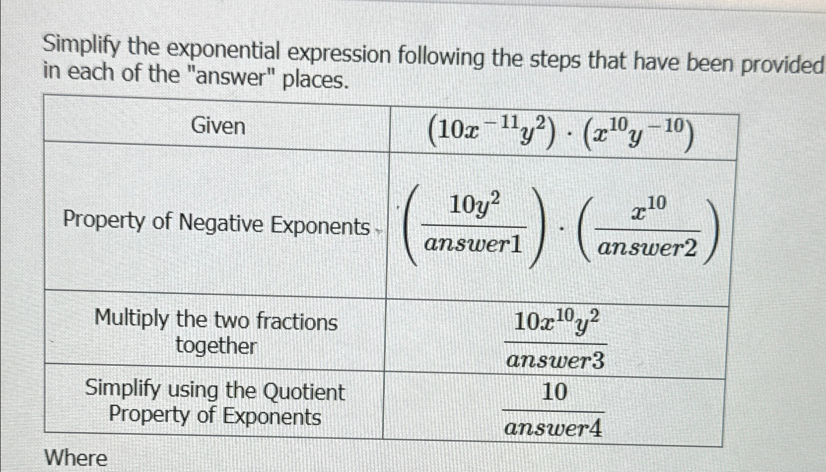 Solved Simplify the exponential expression following the | Chegg.com